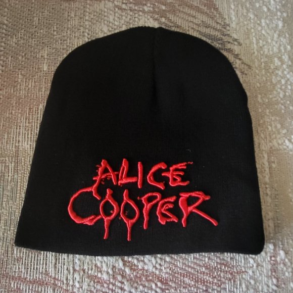 Accessories | Alice Cooper Red Dripping Logo Black Beanie Hat Unisex ...